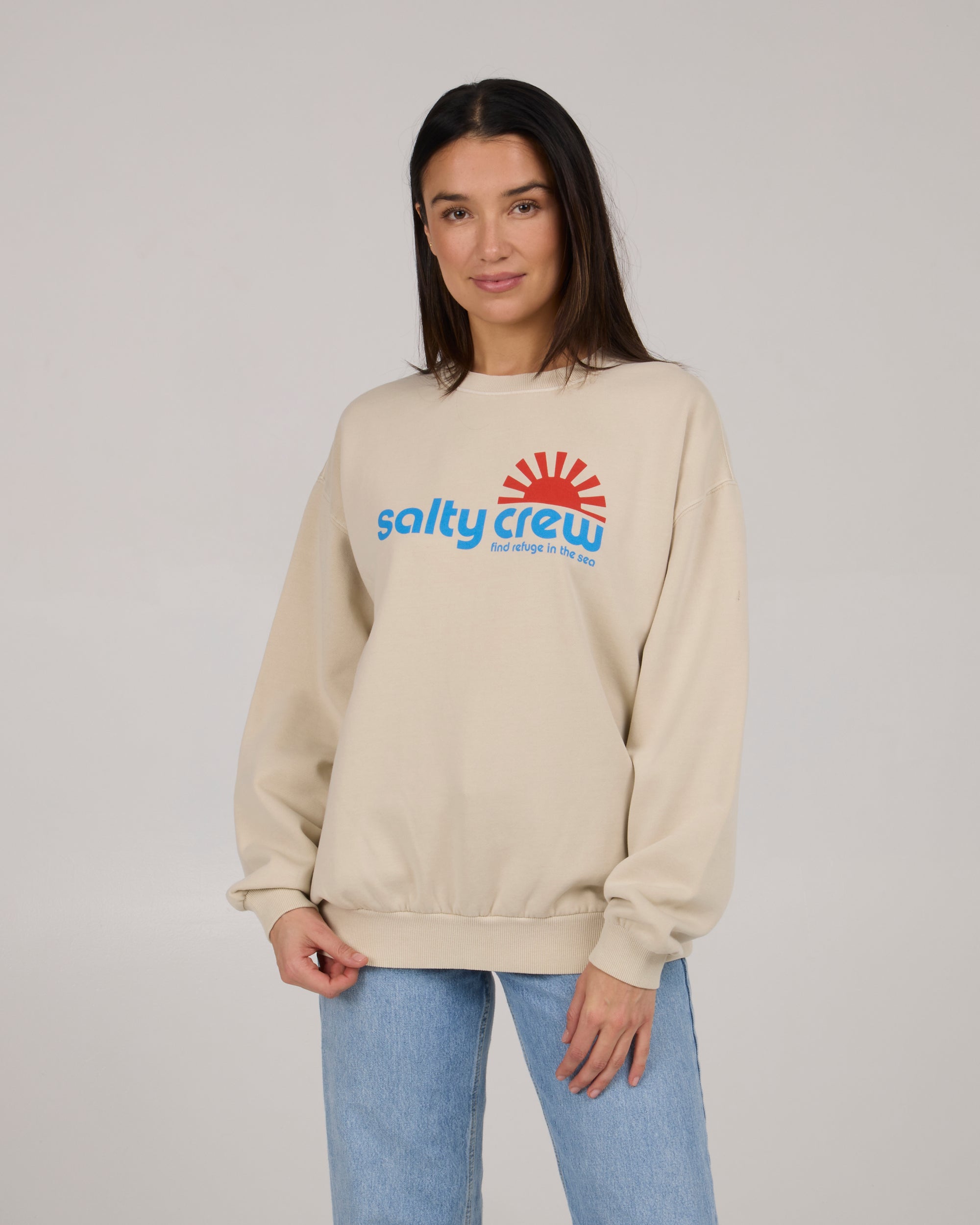 Fun In The Sun Crew Fleece - Off White | Salty Crew